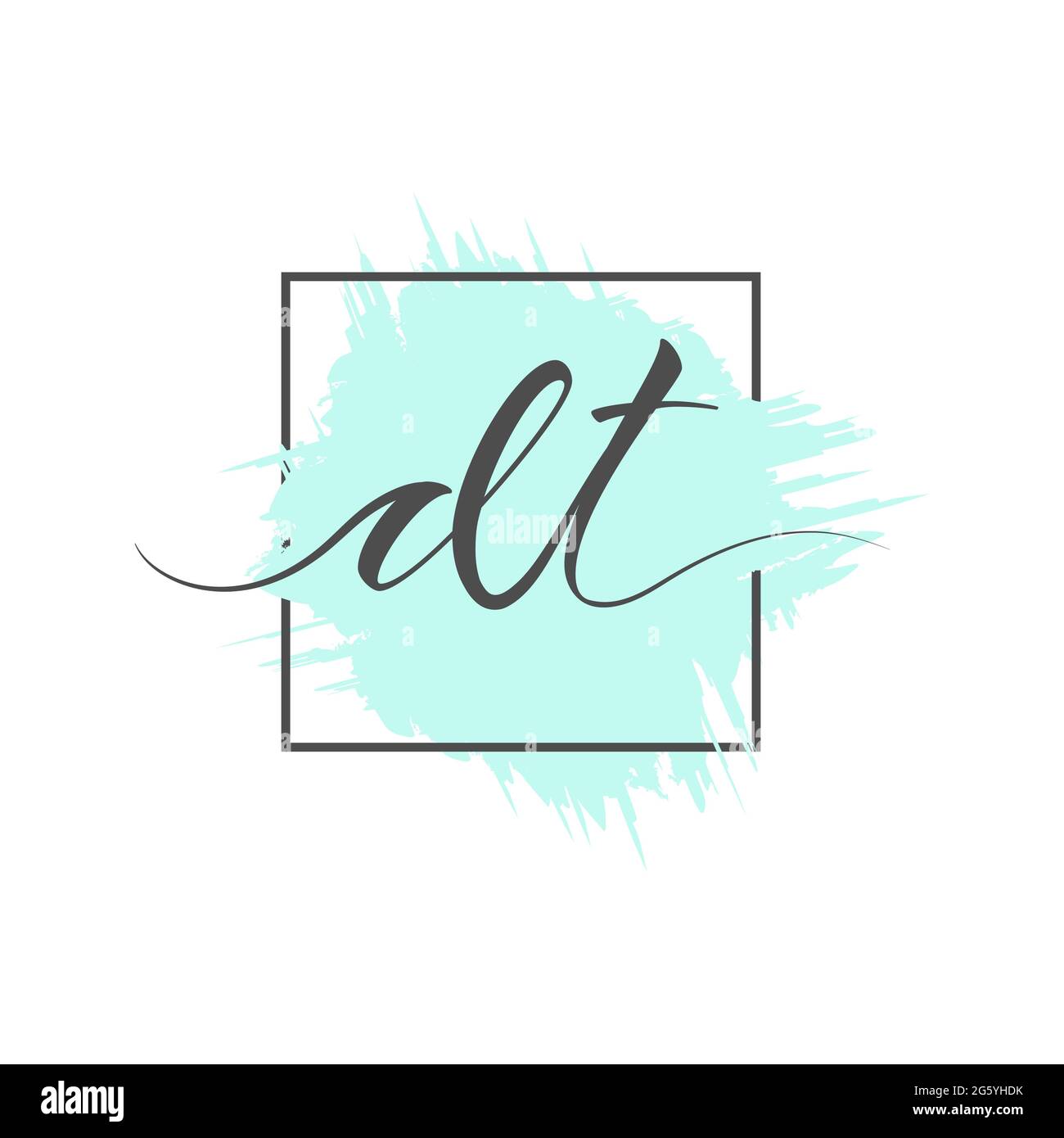 calligraphic lowercase letters DT are written in a solid line on a ...