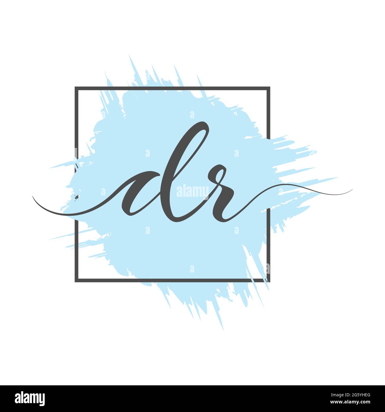 calligraphic lowercase letters DR are written in a solid line on a ...