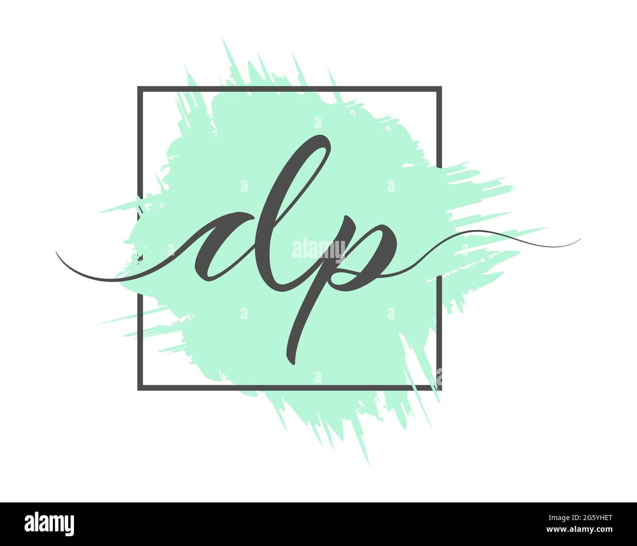 calligraphic lowercase letters DP are written in a solid line on a ...