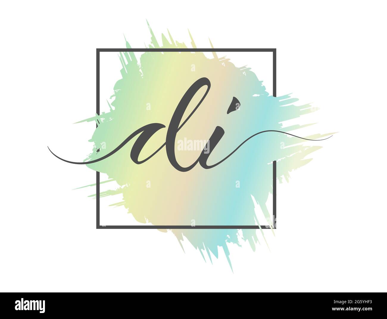 calligraphic lowercase letters DI are written in a solid line on a ...