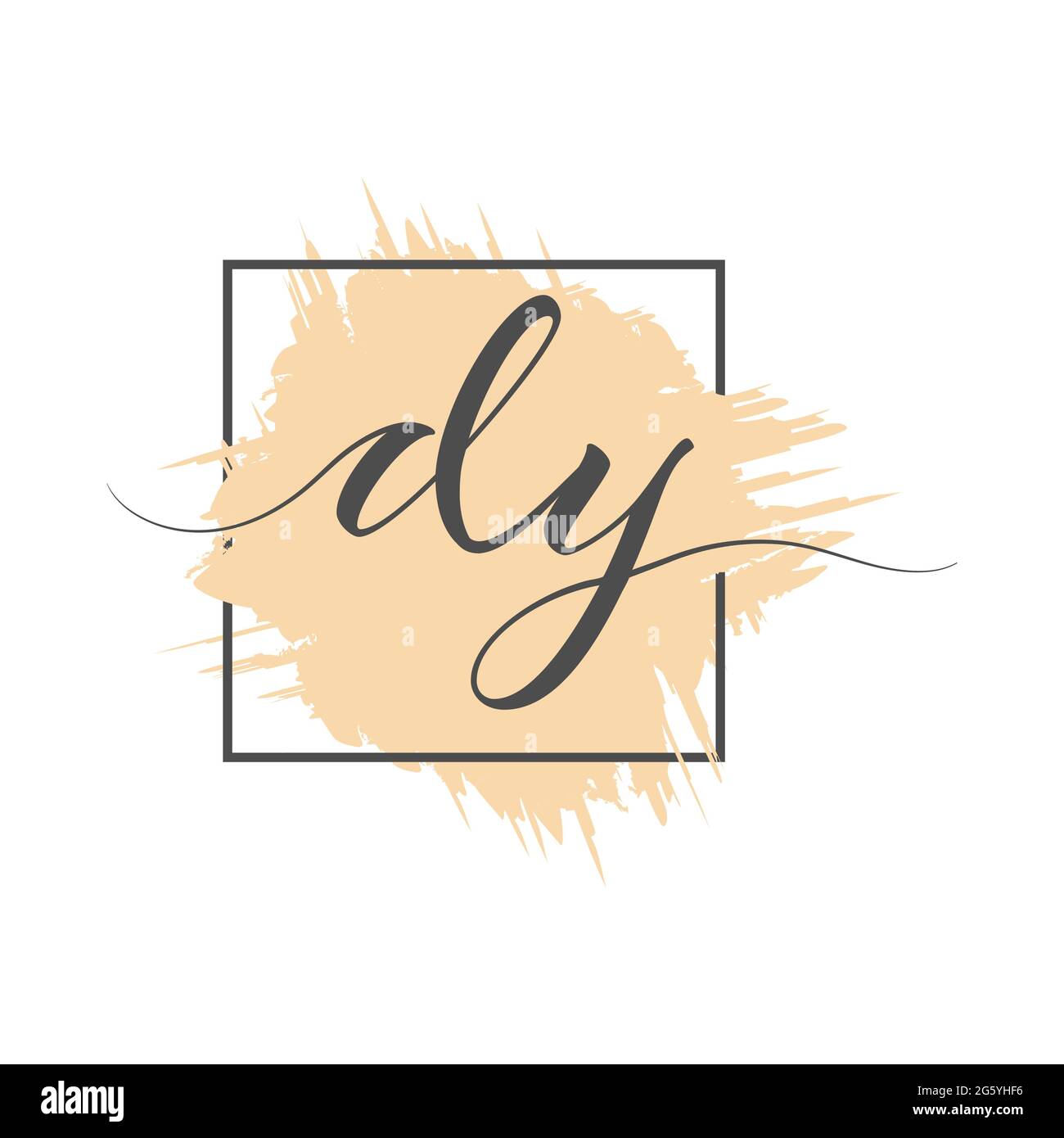 calligraphic lowercase letters DY are written in a solid line on a ...