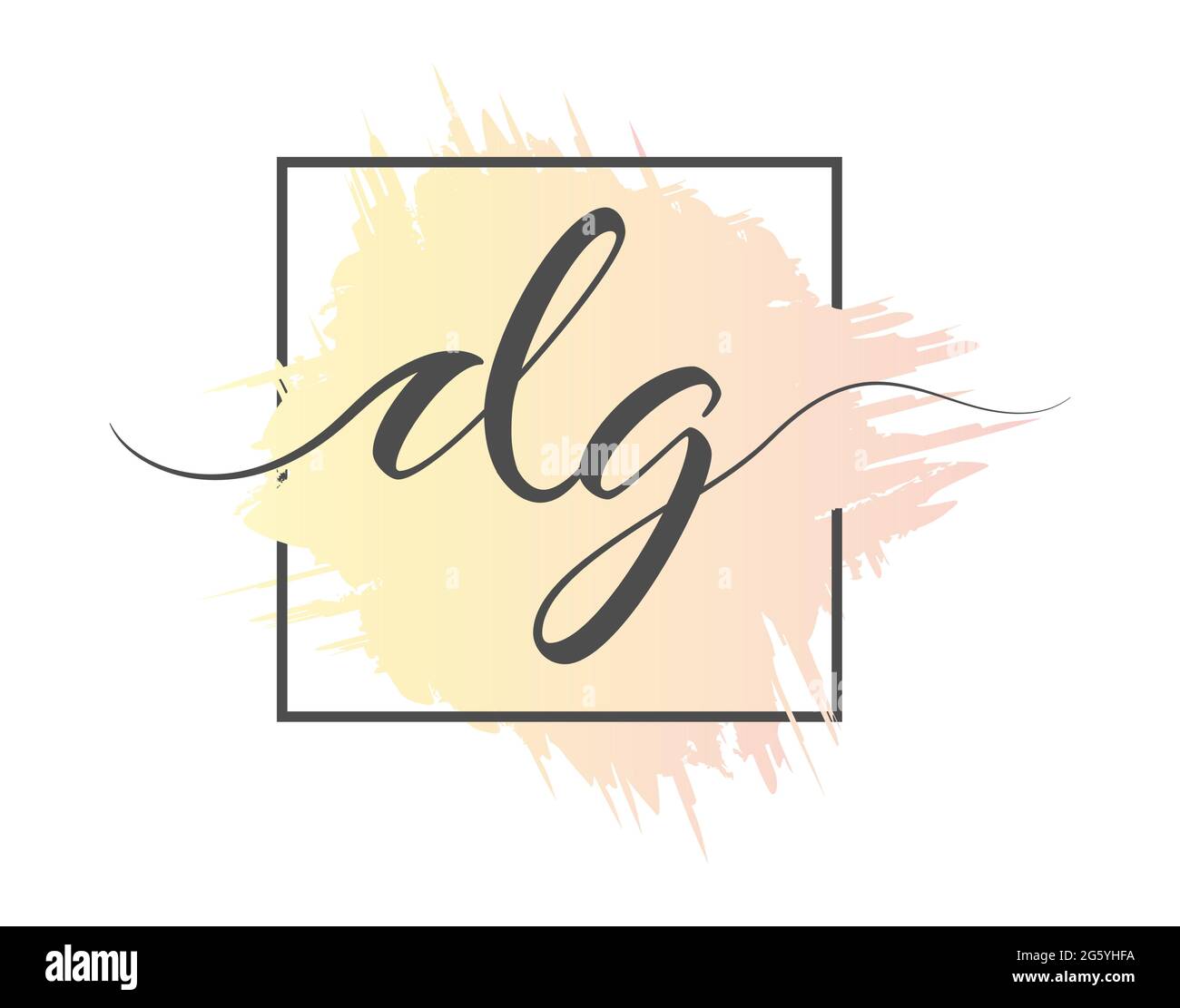 calligraphic lowercase letters DG are written in a solid line on a ...