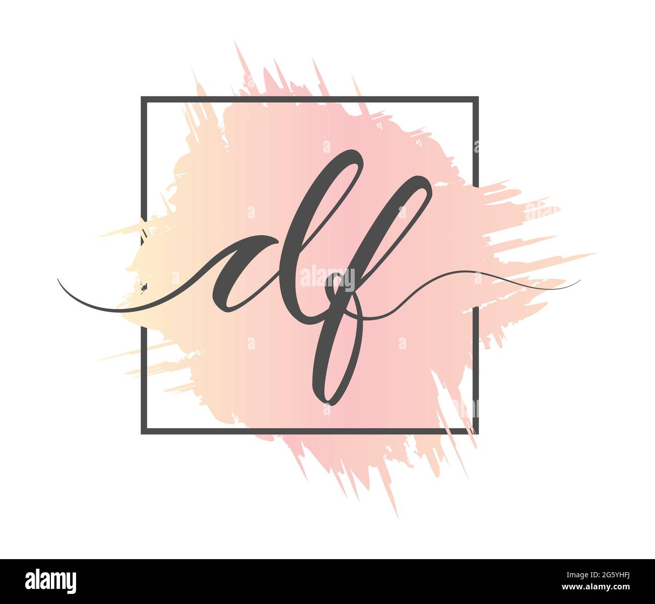 calligraphic lowercase letters DF are written in a solid line on a ...