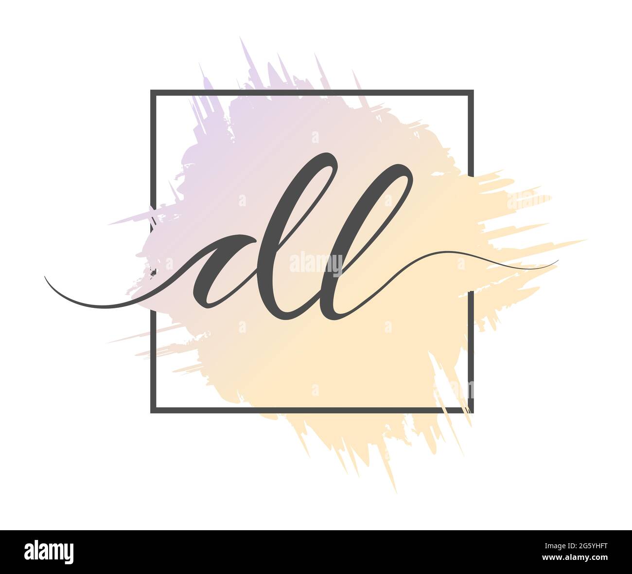 calligraphic lowercase letters DL are written in a solid line on a ...