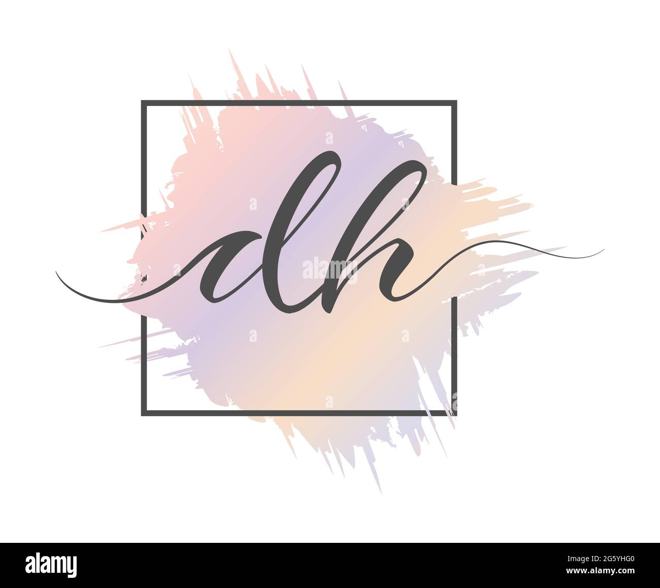 calligraphic lowercase letters DH are written in a solid line on a ...