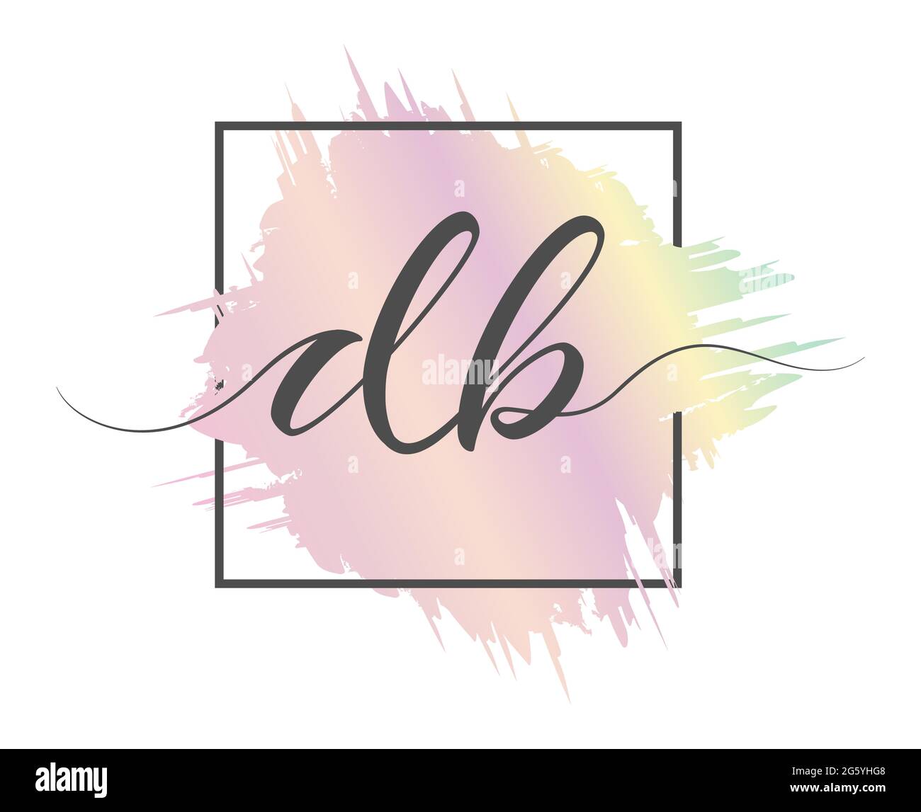 calligraphic lowercase letters DB are written in a solid line on a ...