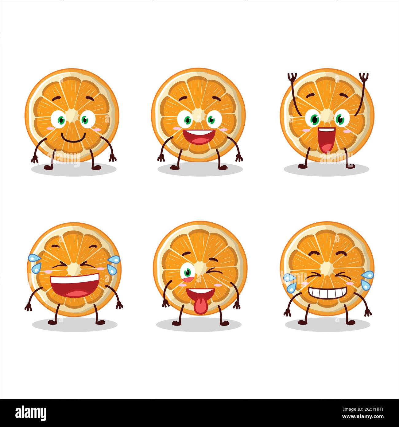 Cartoon character of slice of tangerine with smile expression. Vector ...