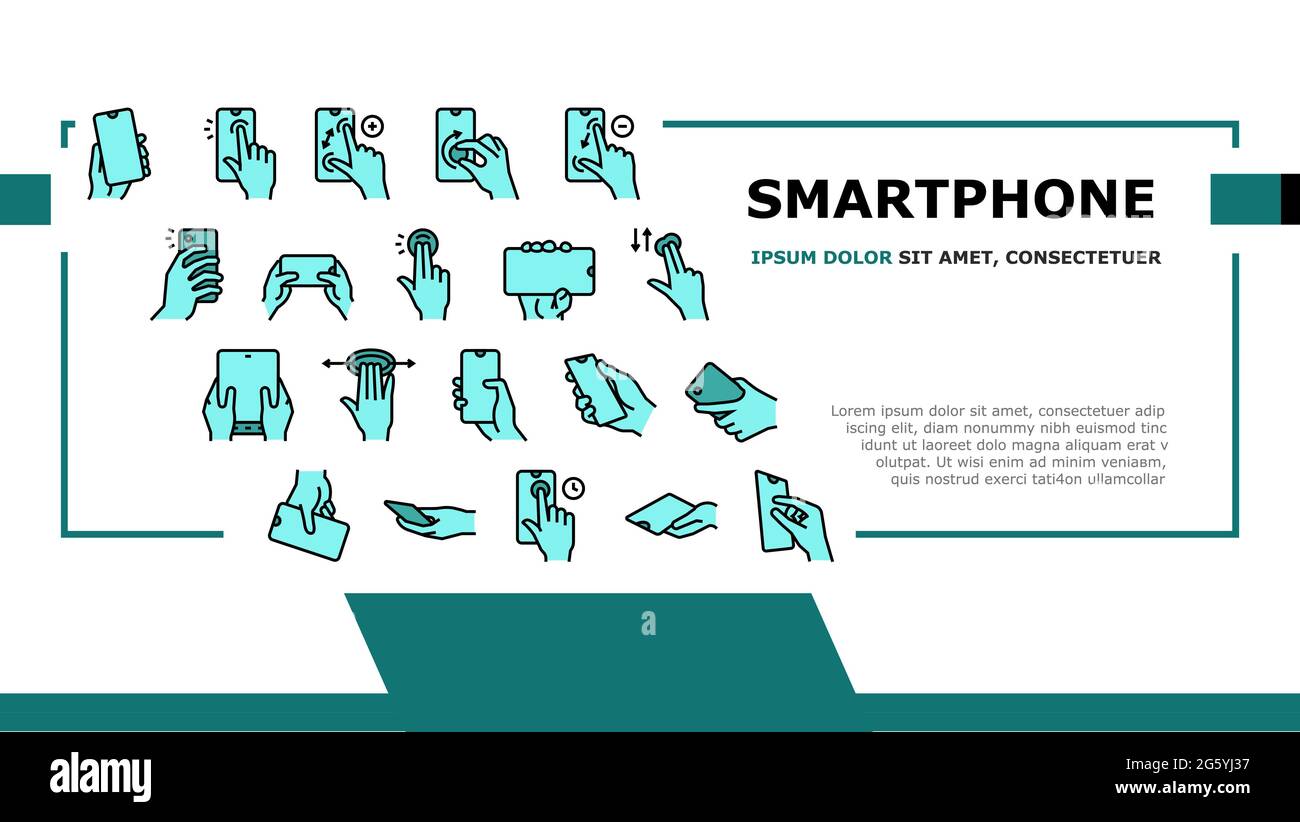 Smartphone Gesture Landing Header Vector Stock Vector Image & Art - Alamy