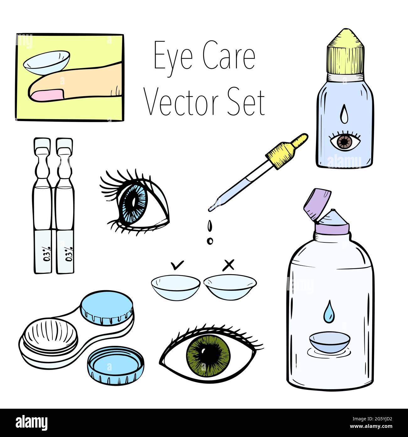 Contact lenses health care vector illustration. Ophthalmology cartoon ...