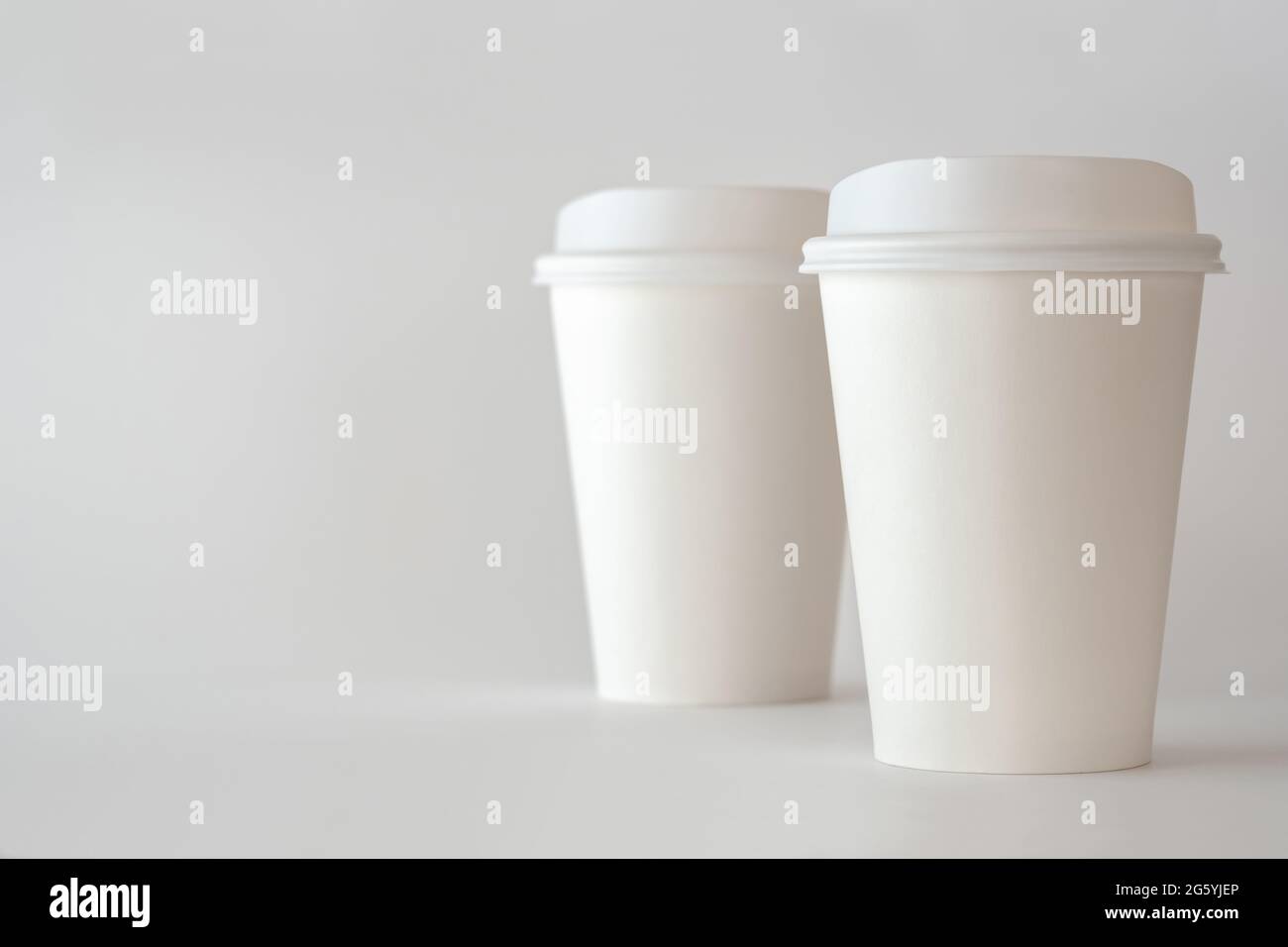 Two White Paper Coffee Cups on White background, Coffee Cup Mockup ...