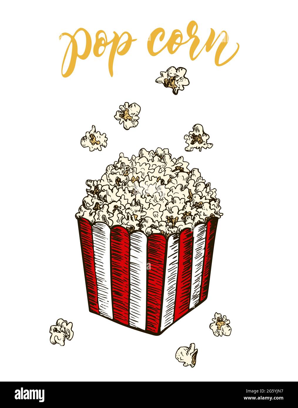 Pop corn sketch vector illustration. Fast food delicious corn icon for ...