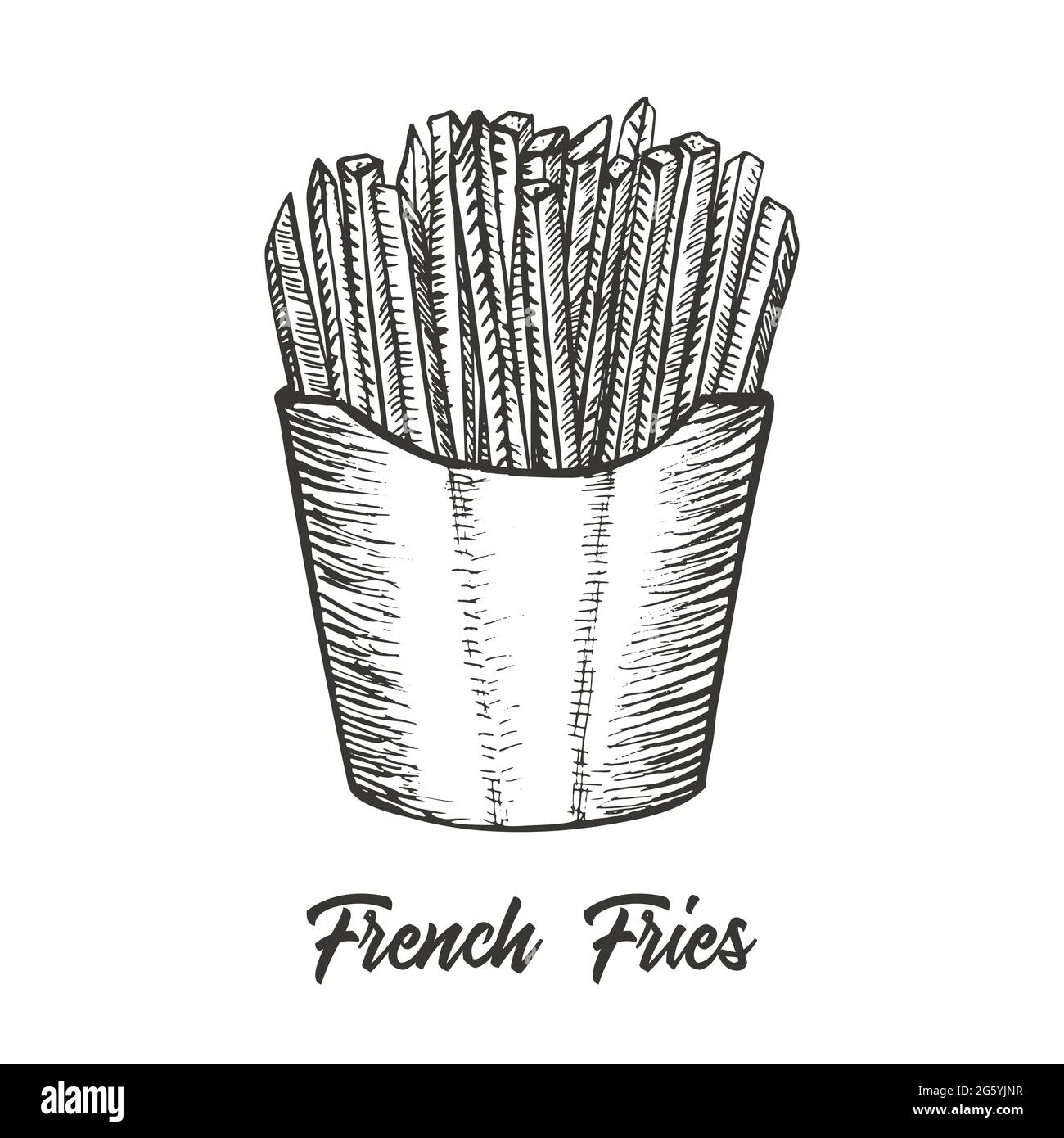 Hand drawn outline french fries hi-res stock photography and images - Alamy