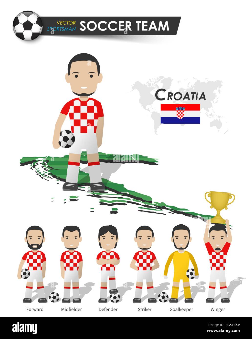Croatia national soccer cup team . Football player with sports jersey ...