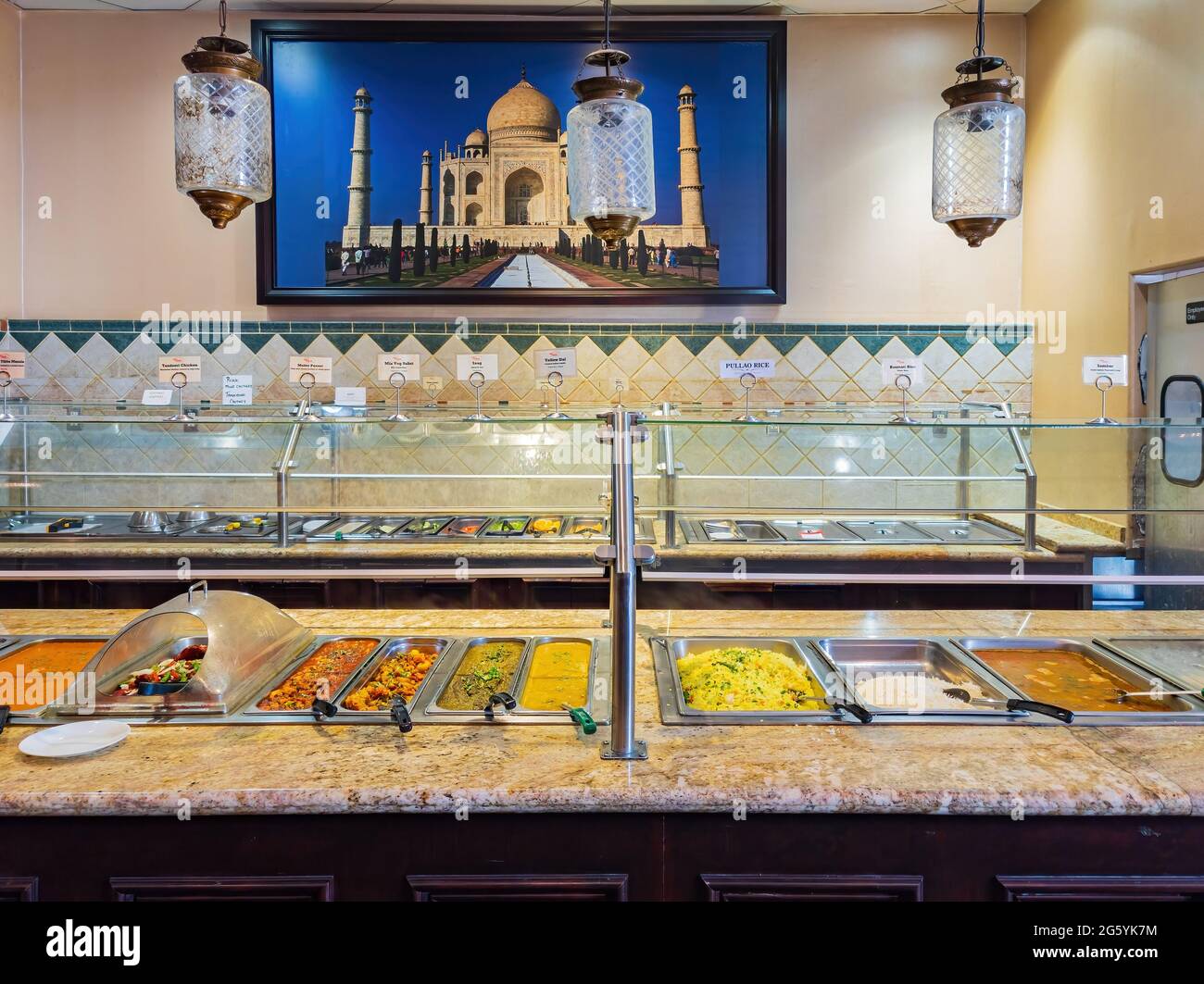 Las Vegas, JUN 29, 2021 - Interior view of a Indian style restaurant ...