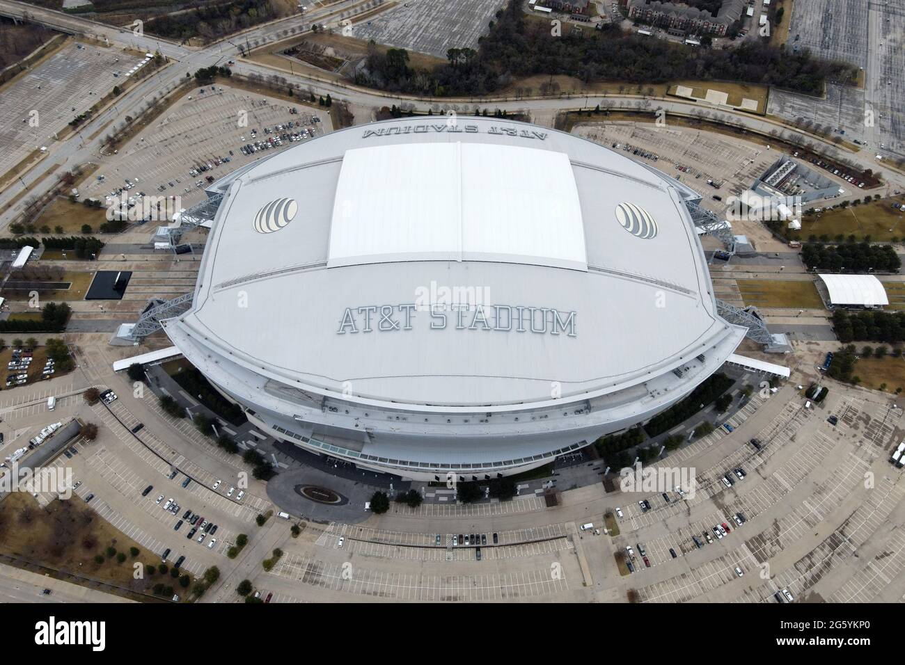 An aerial view of AT&T Stadium, Friday, Jan. 1, 2021, in Arlington, Tex ...