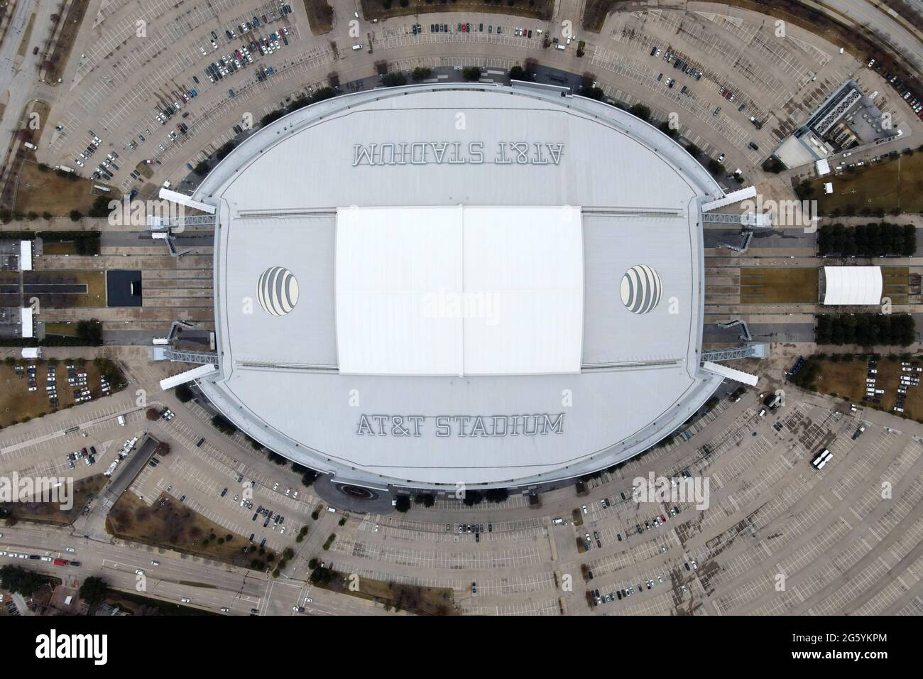 An aerial view of AT&T Stadium, Friday, Jan. 1, 2021, in Arlington, Tex ...