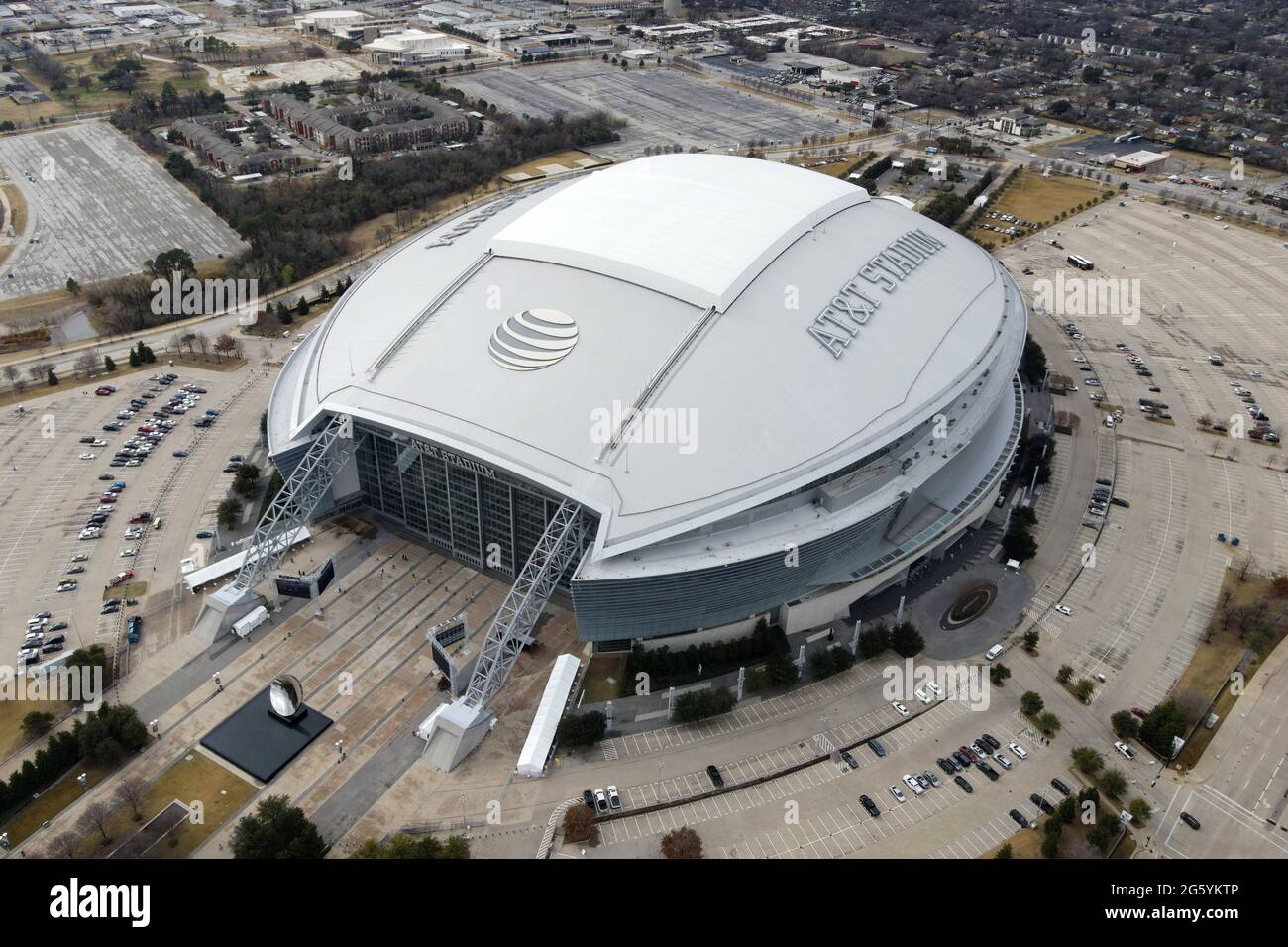 An aerial view of AT&T Stadium, Friday, Jan. 1, 2021, in Arlington, Tex ...