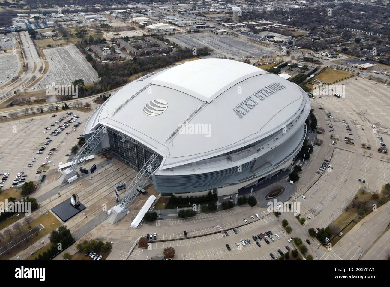 An aerial view of AT&T Stadium, Friday, Jan. 1, 2021, in Arlington, Tex ...