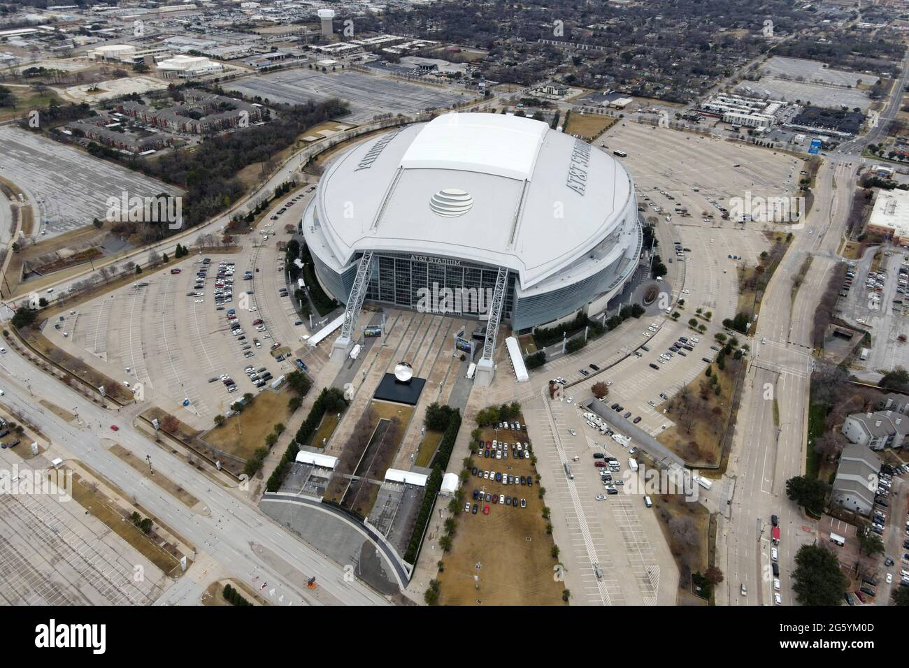 An aerial view of AT&T Stadium, Friday, Jan. 1, 2021, in Arlington, Tex ...