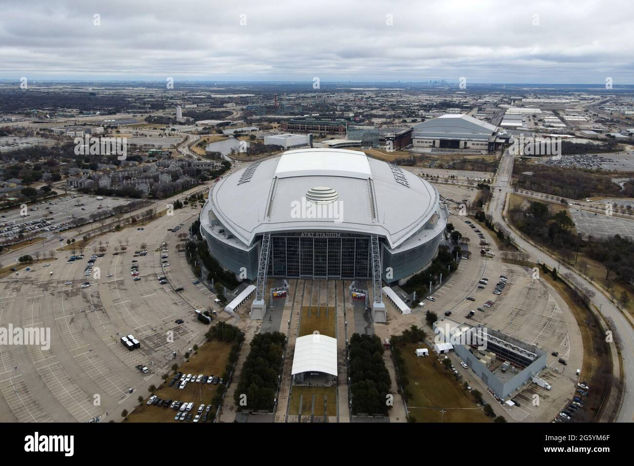 An aerial view of AT&T Stadium, Friday, Jan. 1, 2021, in Arlington, Tex ...