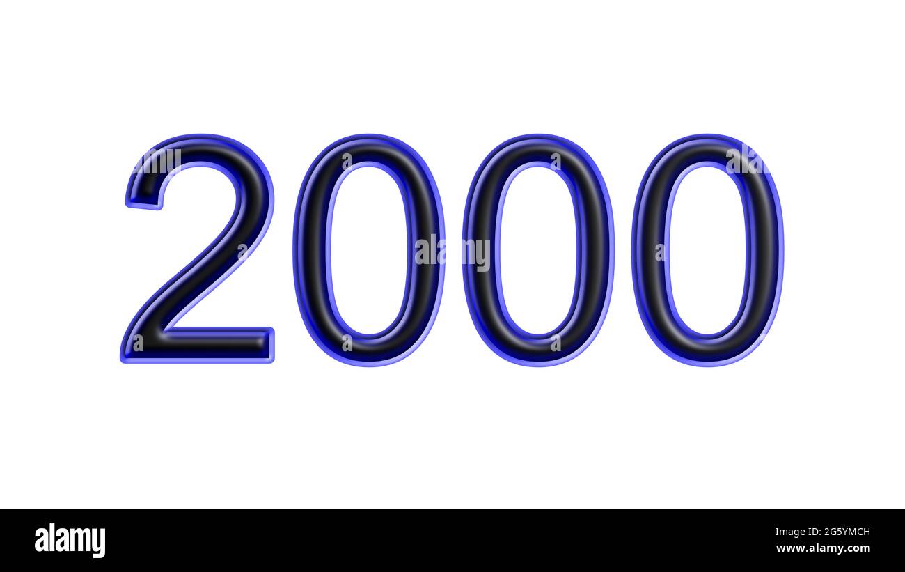 blue 2000 number 3d effect white background Stock Photo - Alamy