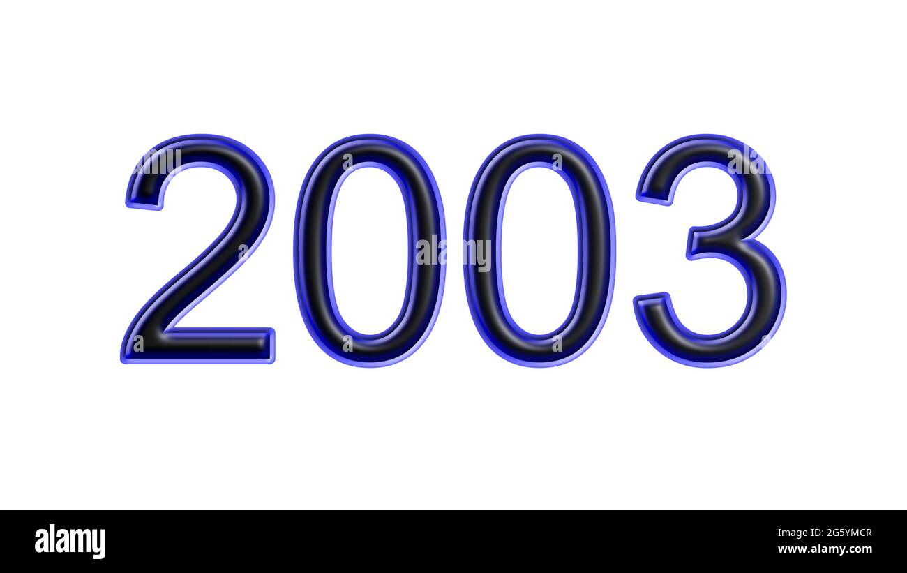 blue 2003 number 3d effect white background Stock Photo - Alamy