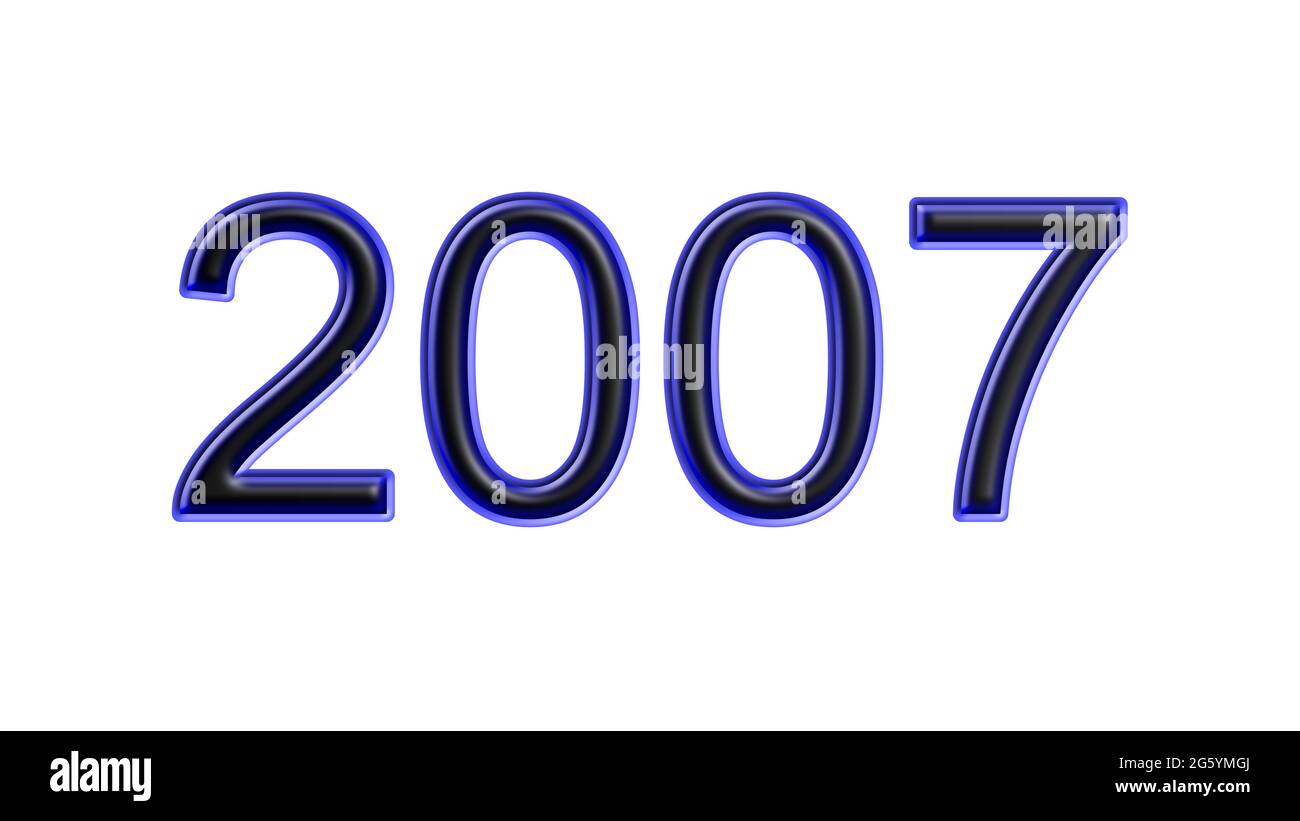 blue 2007 number 3d effect white background Stock Photo - Alamy