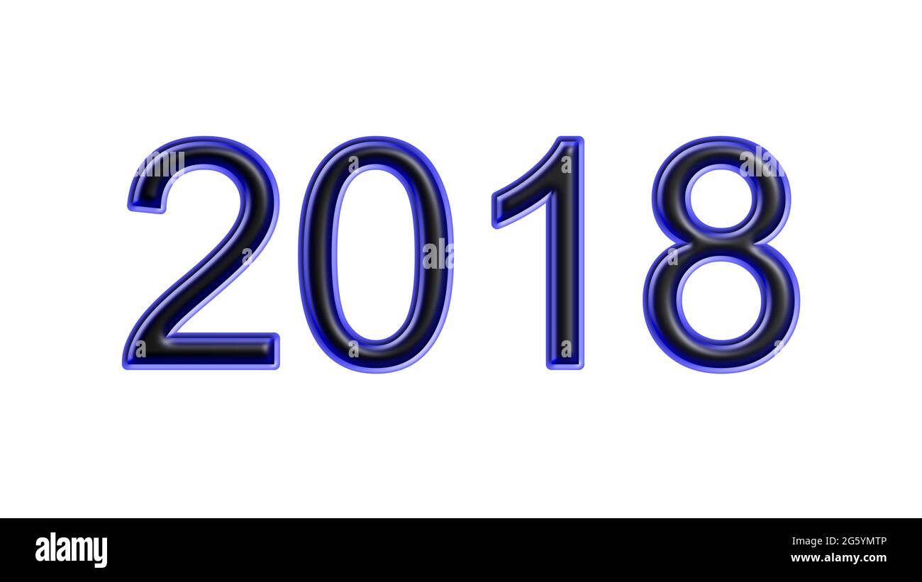 blue 2018 number 3d effect white background Stock Photo - Alamy