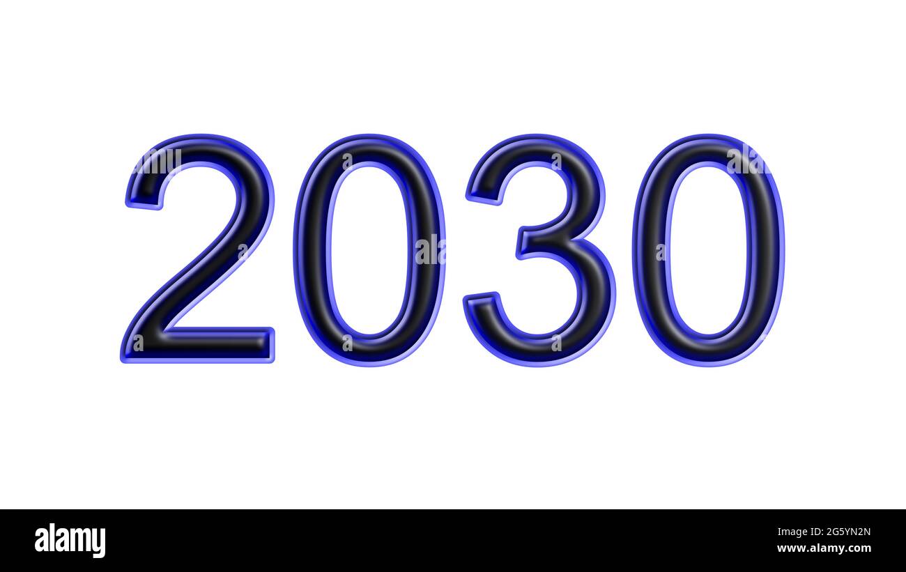 blue 2030 number 3d effect white background Stock Photo - Alamy