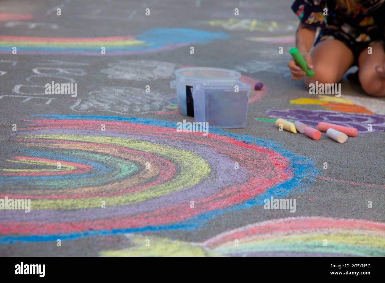 Chalks in rainbow colors. Chalk for drawing on the school board and on ...