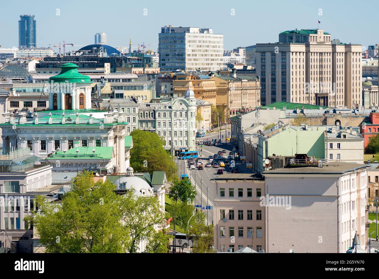 Top view on the rooftops of residential buildings in the Arbat district ...