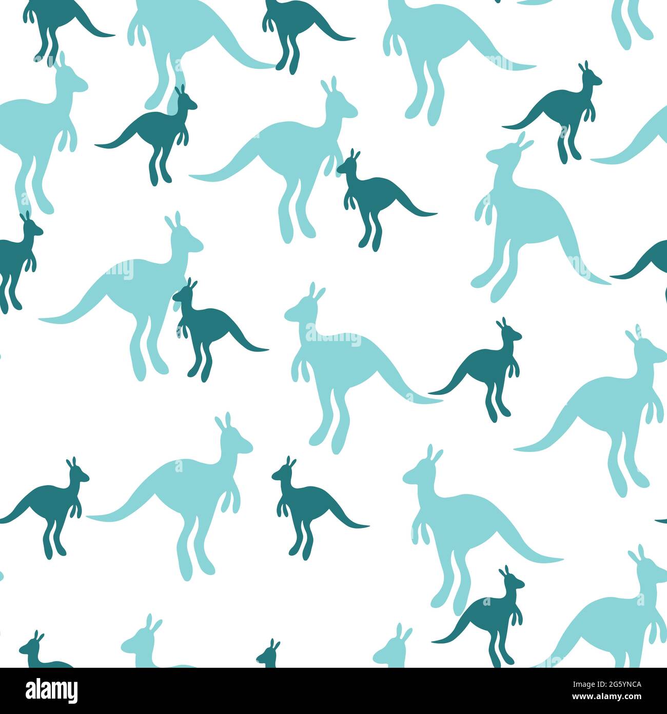 Vector flat illustration with silhouette kangaroo and baby kangaroo ...