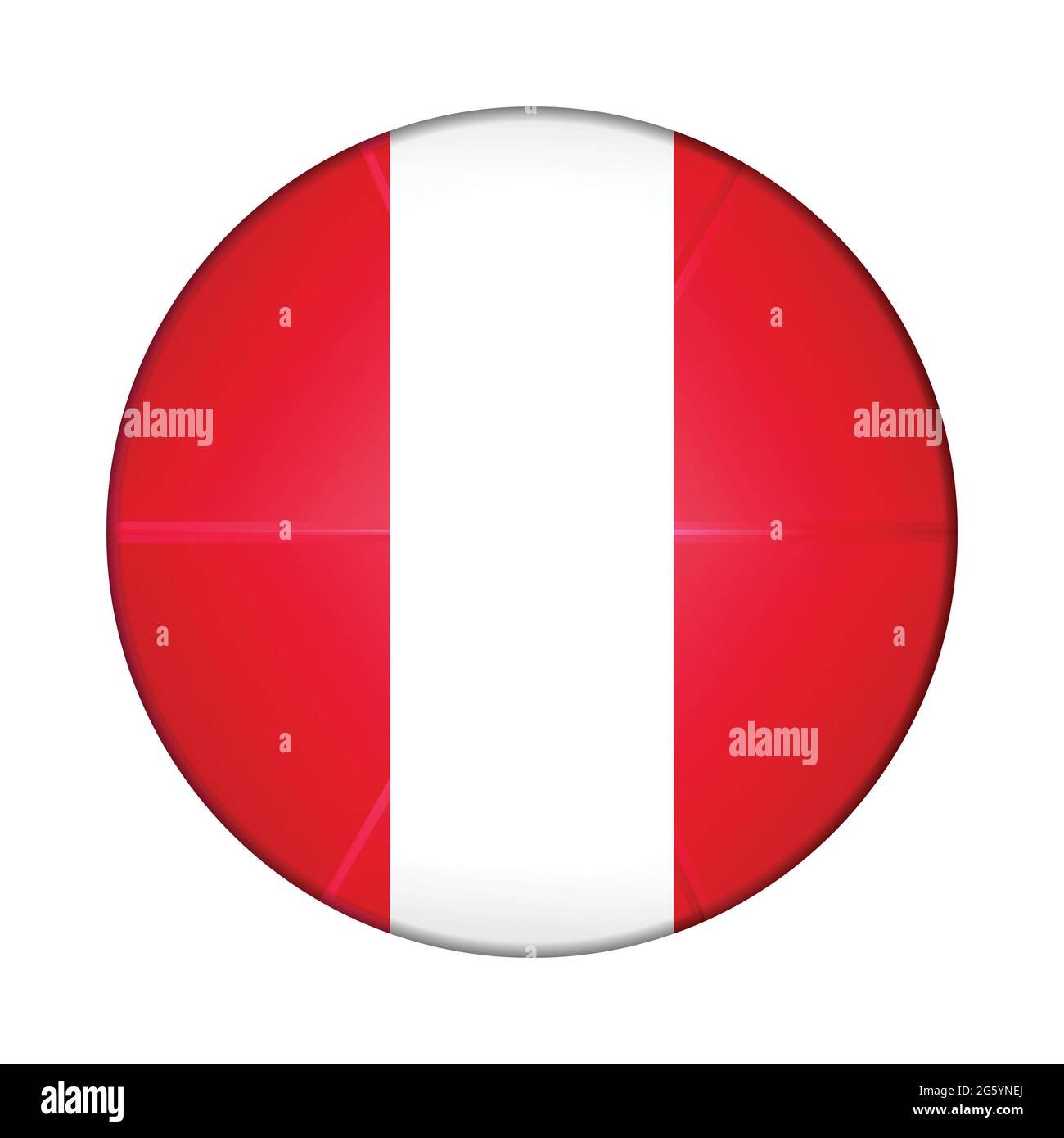 Glass light ball with flag of Peru. Round sphere, template icon. Peruvian national symbol ...
