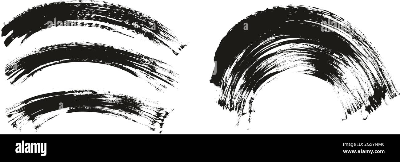 Flat Fan Brush Thin Curved Background Mix High Detail Abstract Vector ...