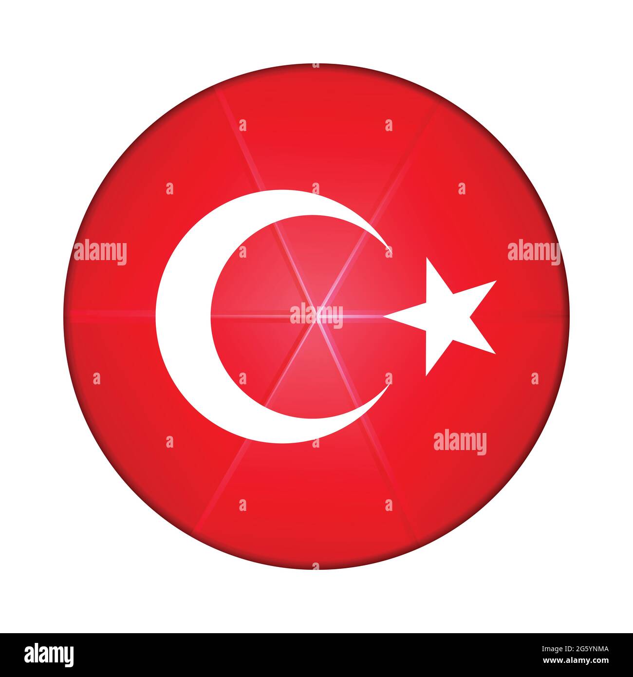 Glass light ball with flag of Turkey. Round sphere, template icon ...