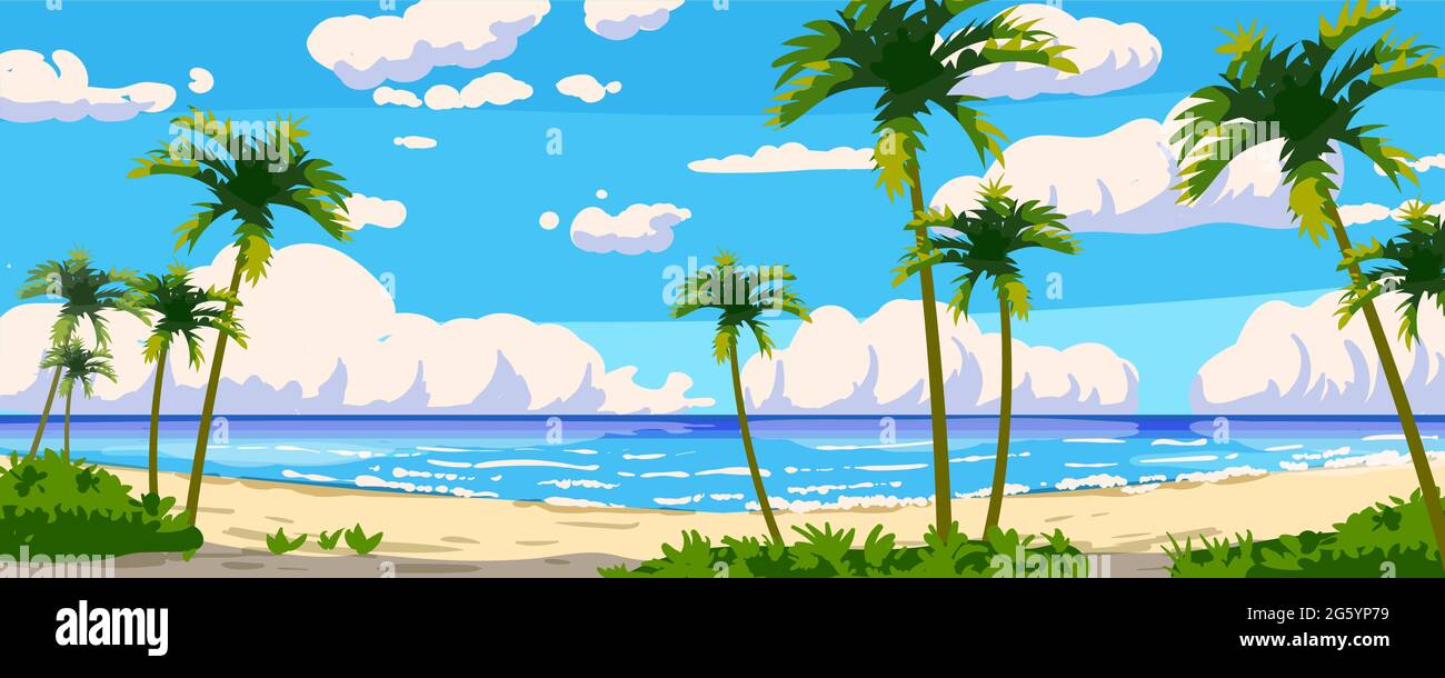 Beach scene cartoon hi-res stock photography and images - Alamy