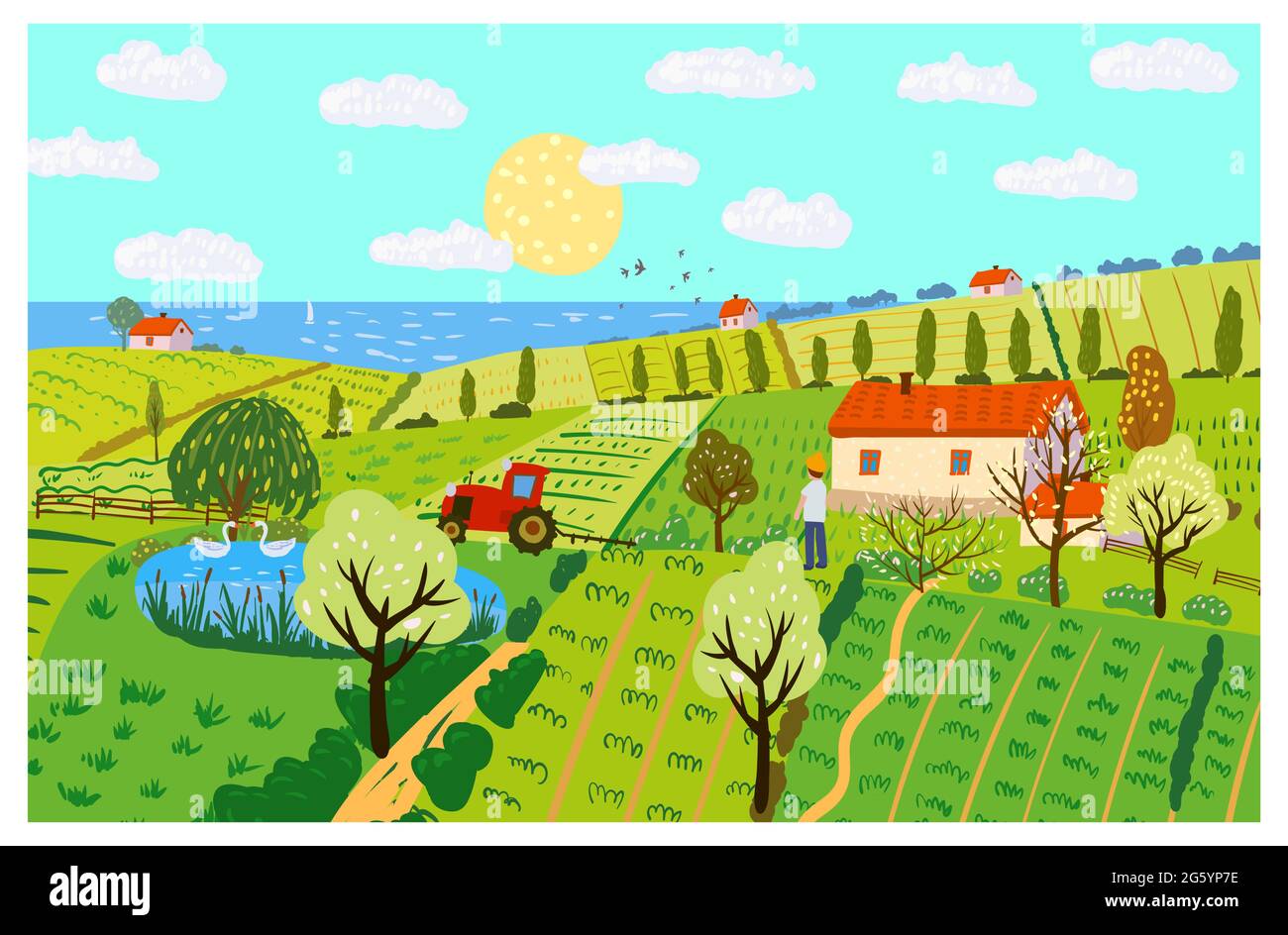 Fields forest sky Cut Out Stock Images & Pictures - Alamy