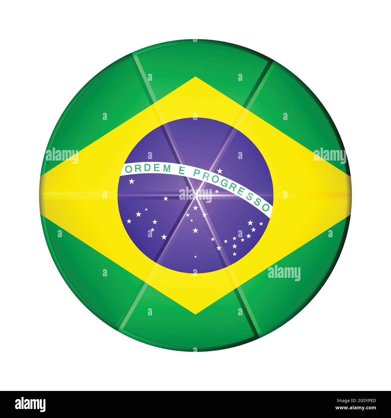 Glass light ball with flag of Brazil. Round sphere, template icon ...