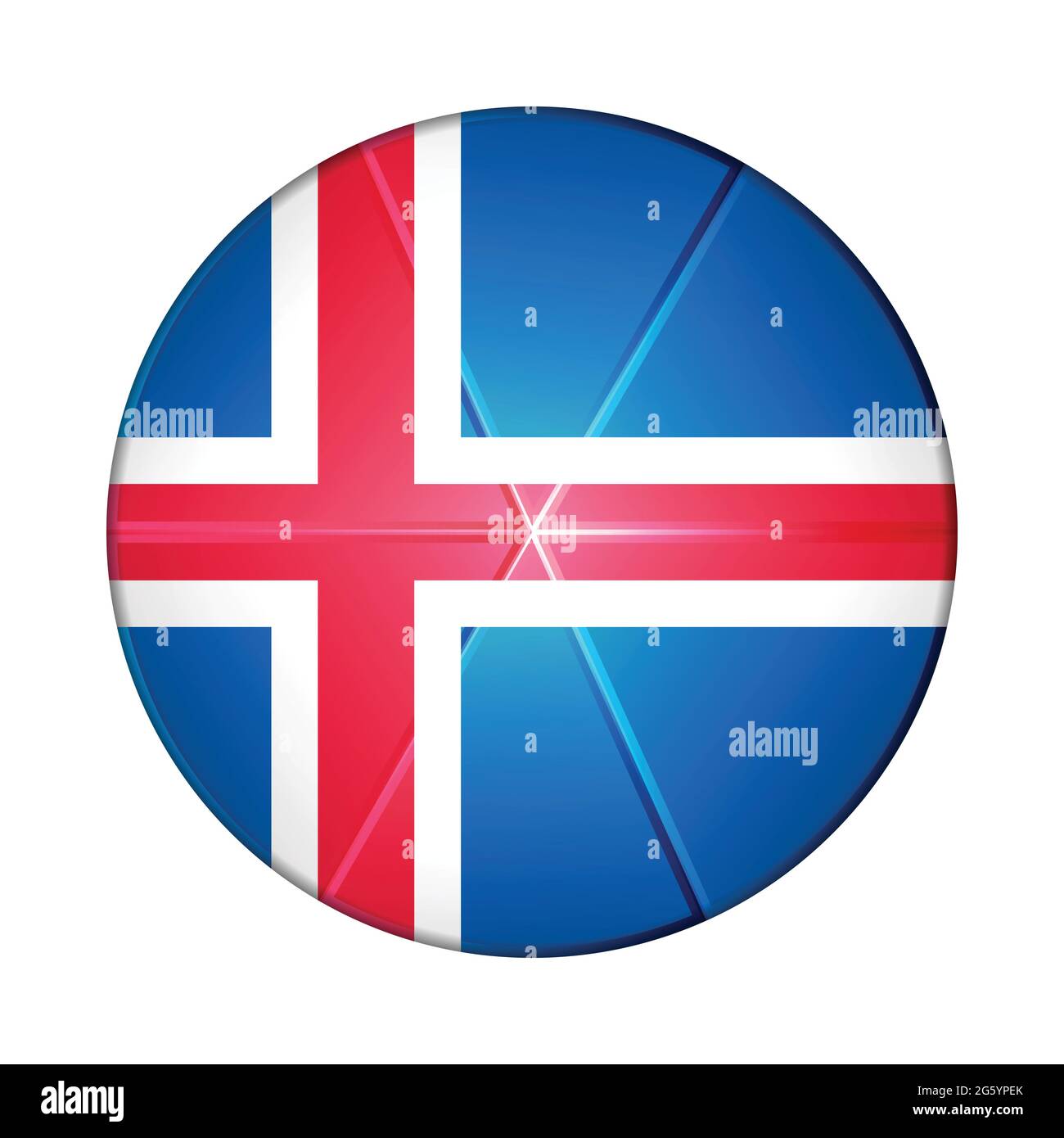 Glass light ball with flag of Iceland. Round sphere, template icon ...