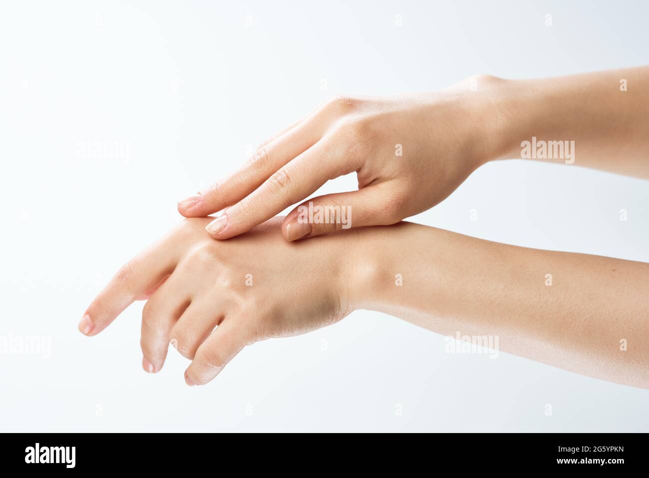 female hands skin care moisturizing medicine close-up Stock Photo - Alamy