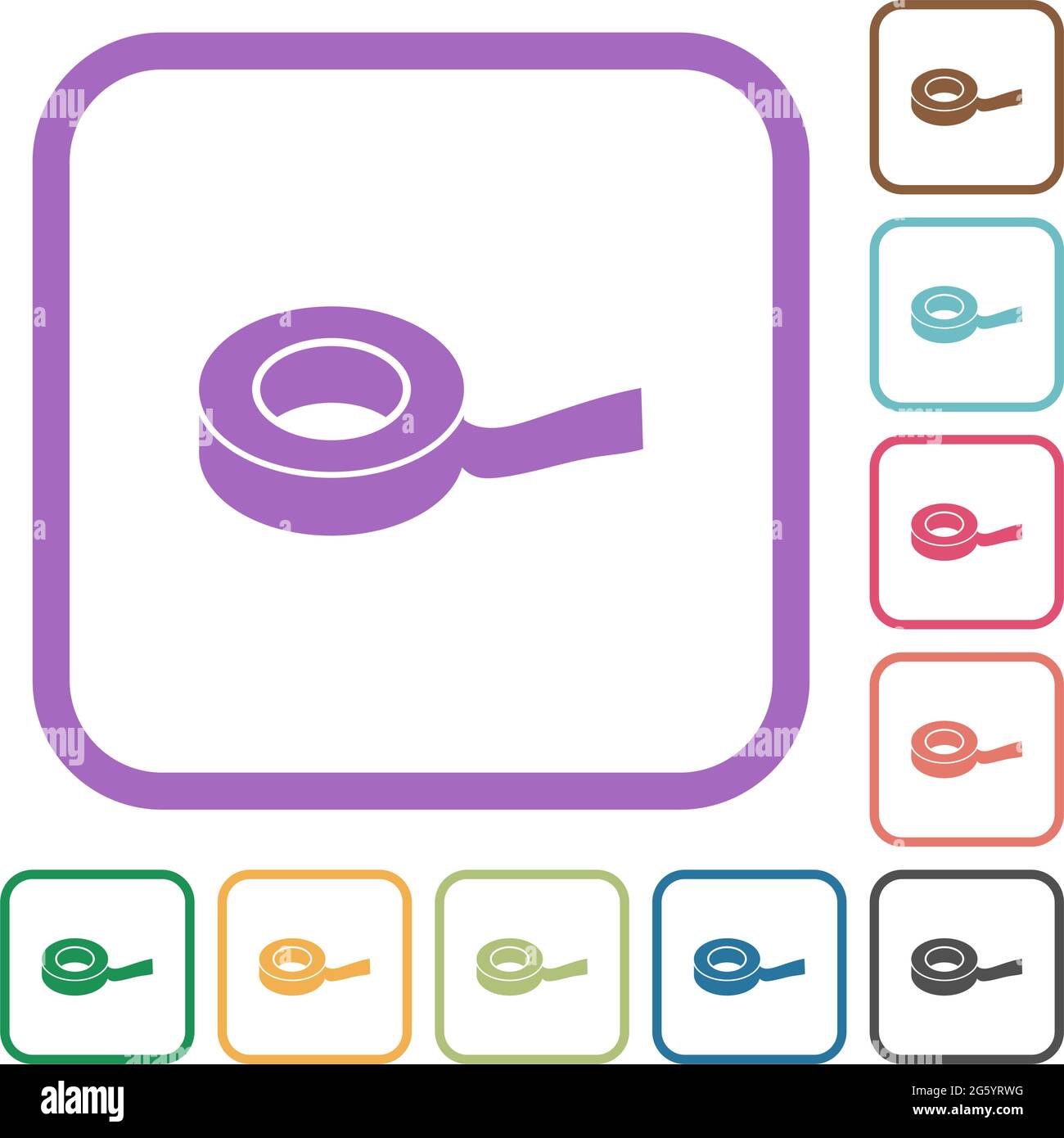 Insulating tape simple icons in color rounded square frames on white background Stock Vector ...