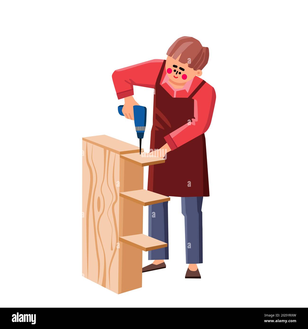 Handyman Assemble Furniture With Equipment Vector Stock Vector Image ...