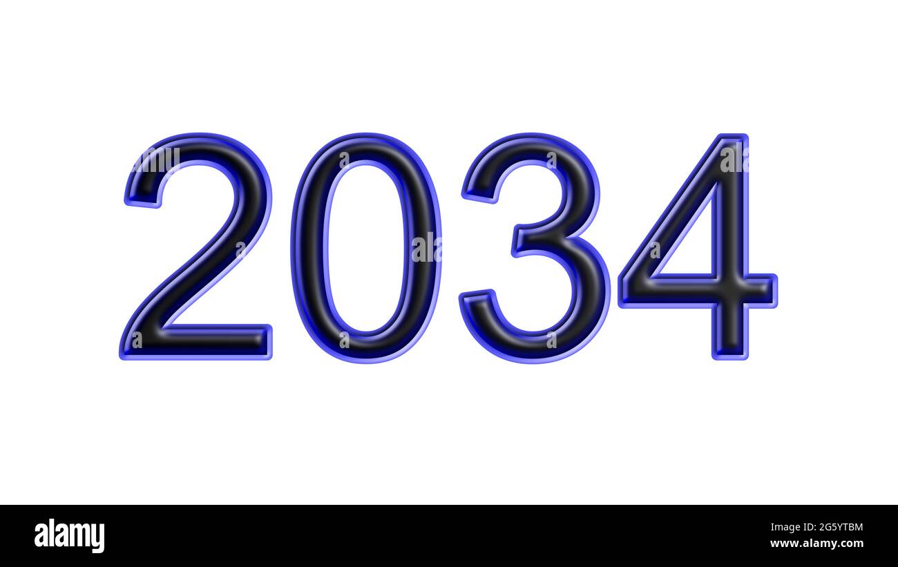 blue 2034 number 3d effect white background Stock Photo - Alamy