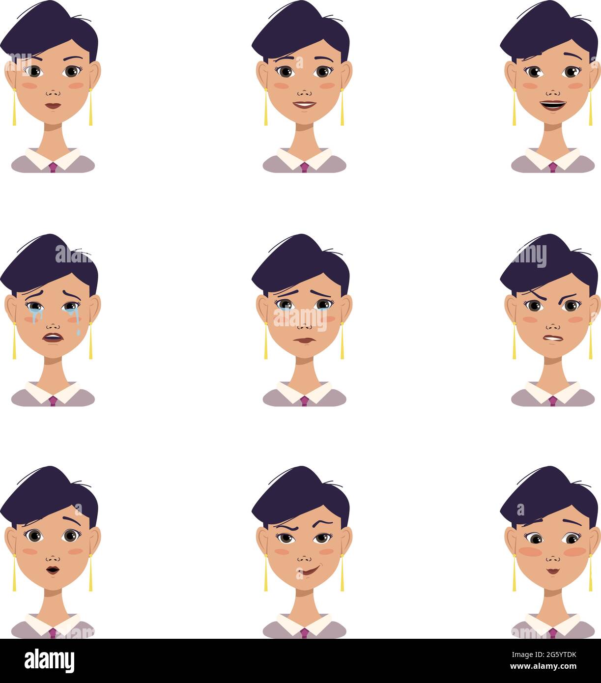 A set of woman avatars with different emotions Stock Vector Image & Art ...