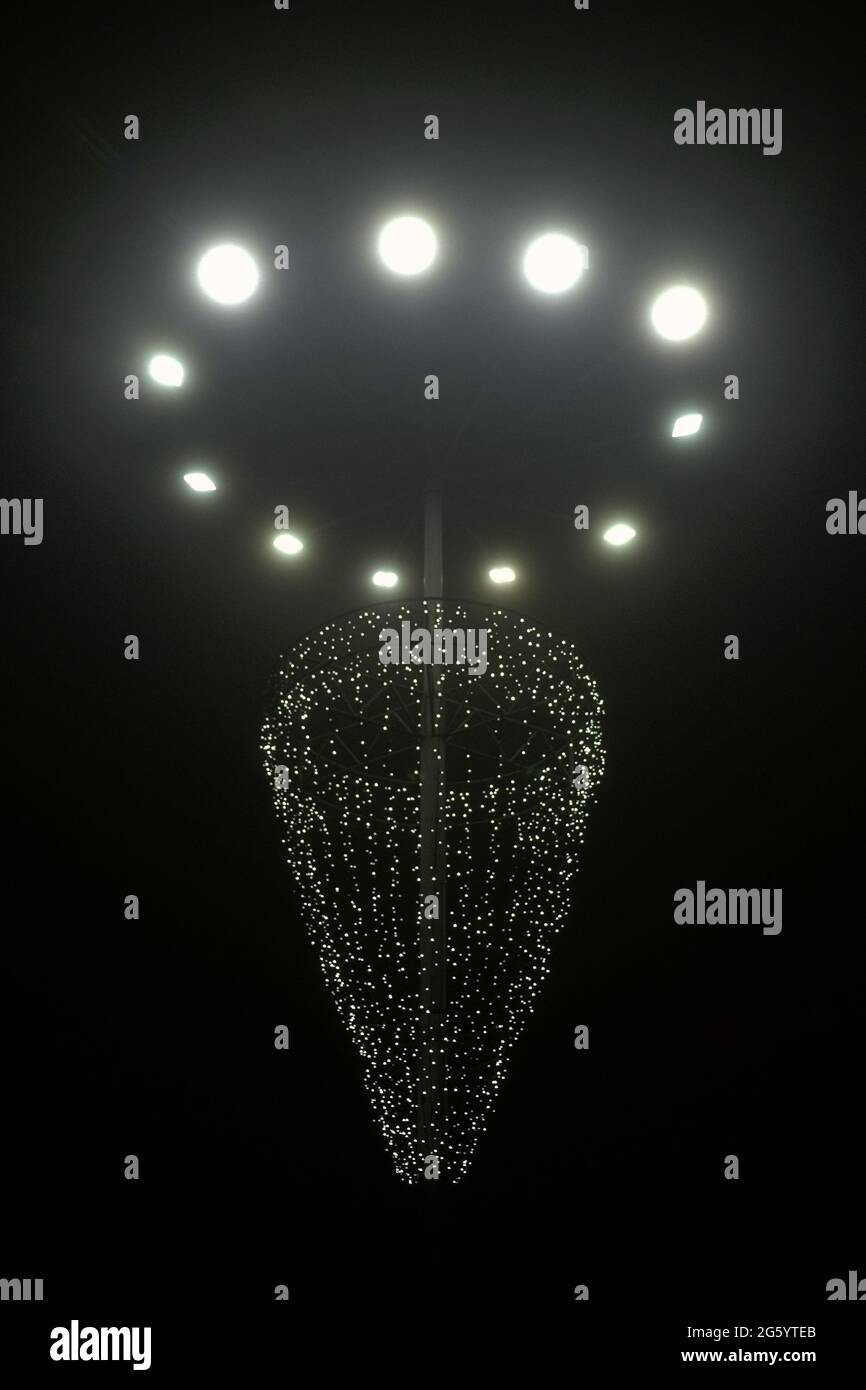 Abstract light of lamps on black background Stock Photo - Alamy