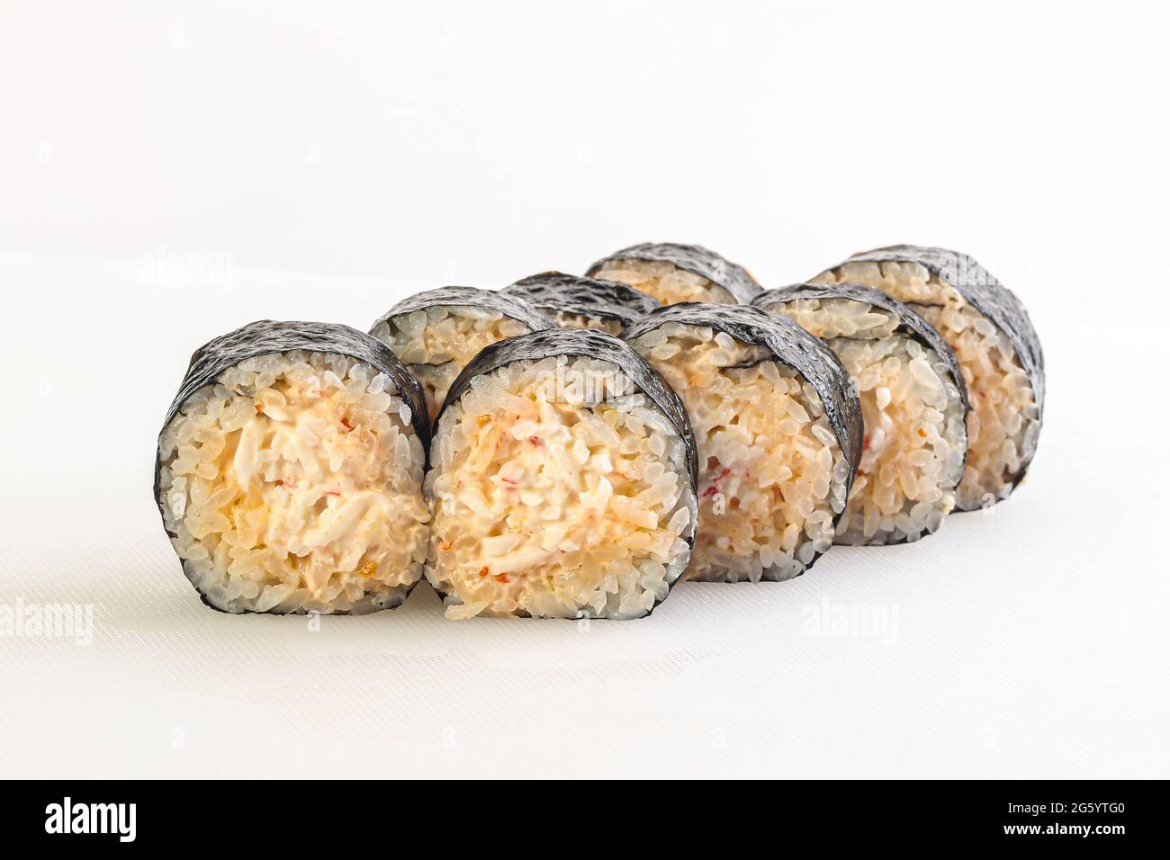 Japanese traditional roll with crab surimi and rice Stock Photo - Alamy