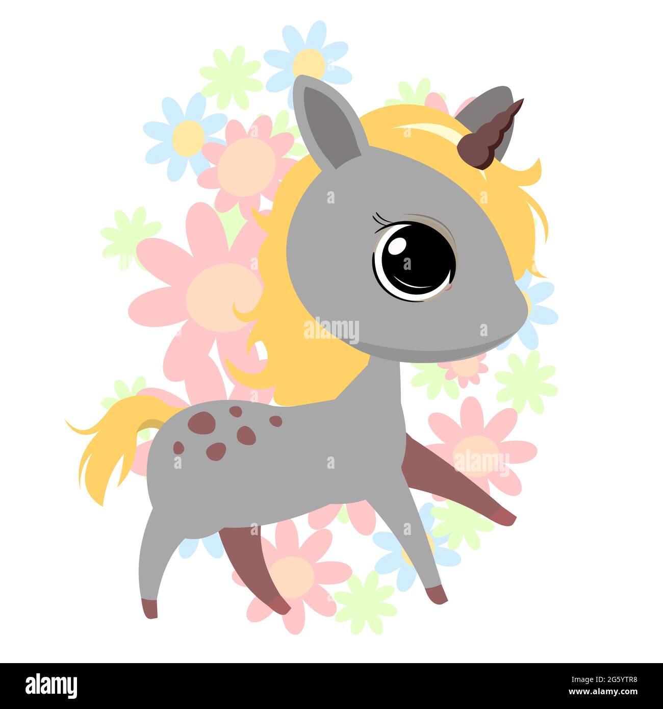 Little baby unicorn. Isolated object on a white background. Cheerful ...