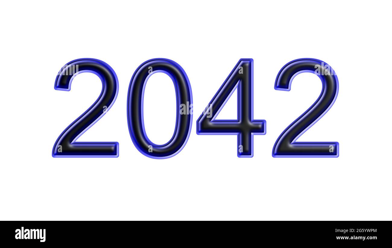 blue 2042 number 3d effect white background Stock Photo - Alamy