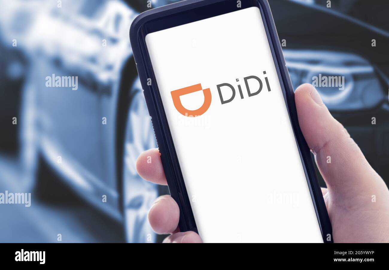 Galicia, Spain; january 09 2021: Hand holding a smart phone with DIDI ...