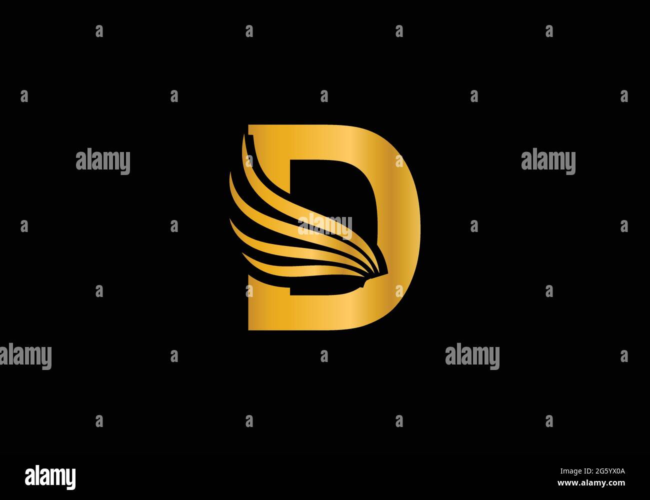 Golden Initial D Letter Logo With Creative Modern Business Typography ...